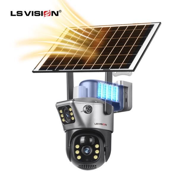 LS VISION V380 Outdoor Solar 4MP CCTV 10x Zoom Dual Lens Network Camera