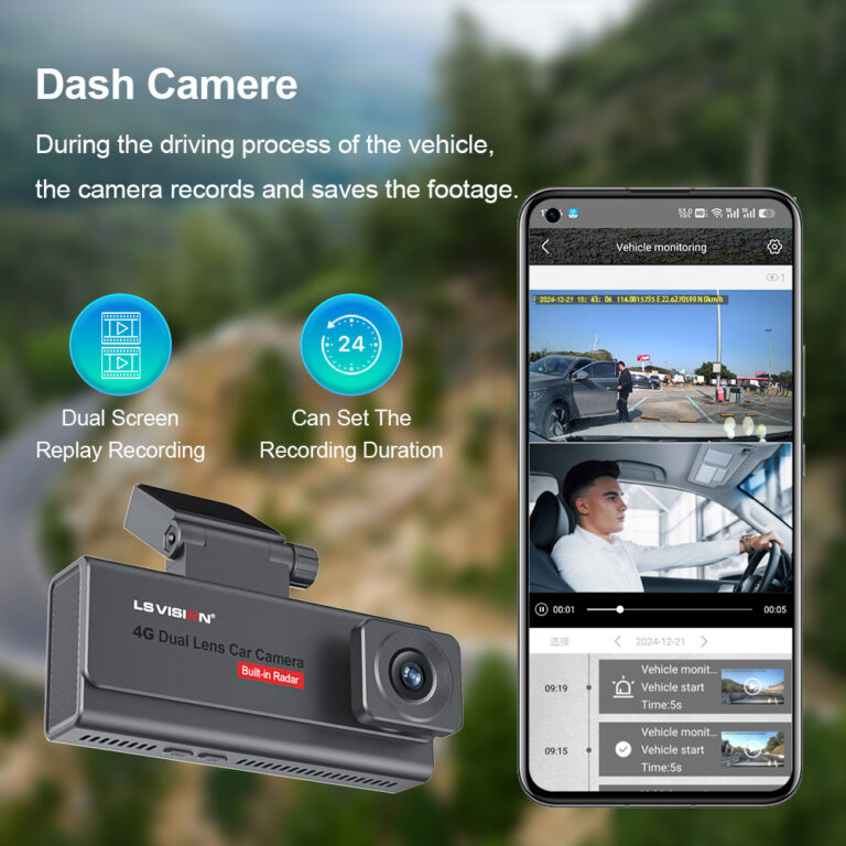 LS VISION 4k wifi 4G gps dual lens front and rear 4k dash camera ...