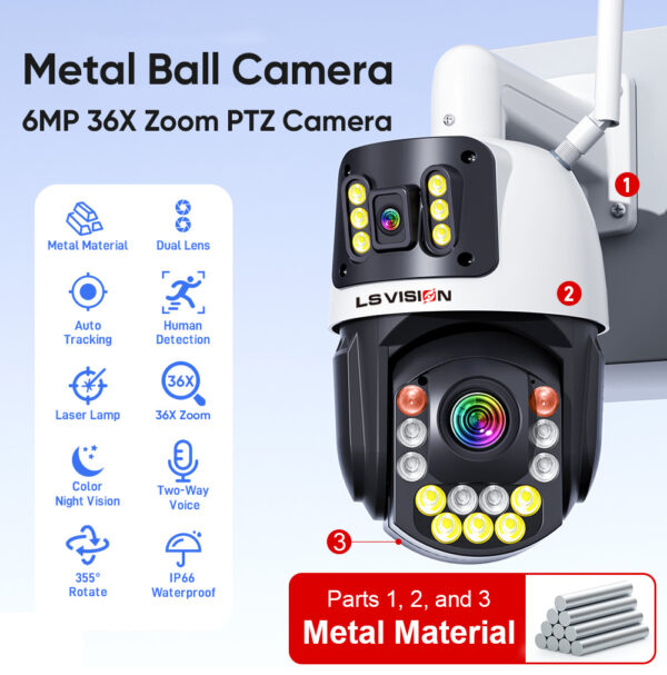 LS VISION Metal Ball Camera 6MP 36X Zoom PTZ Camera Can connect to ...